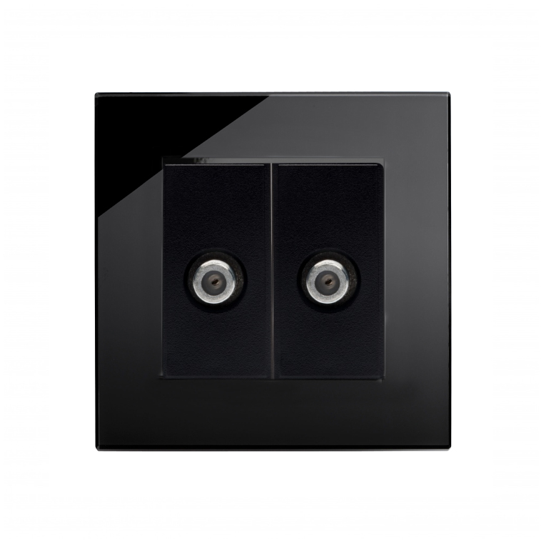 Crystal Pg Dual Satellite F Type Socket Black Retrotouch Light Switches And Plug Sockets